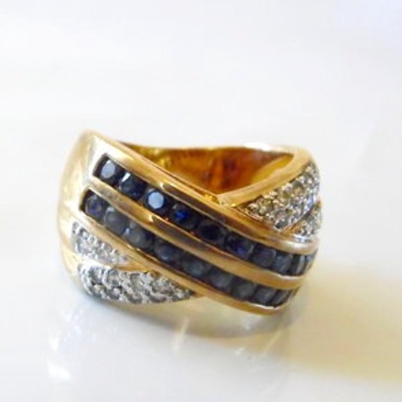 Technibond | Jewelry | Technibond Created Criss Cross Blue Sapphire ...